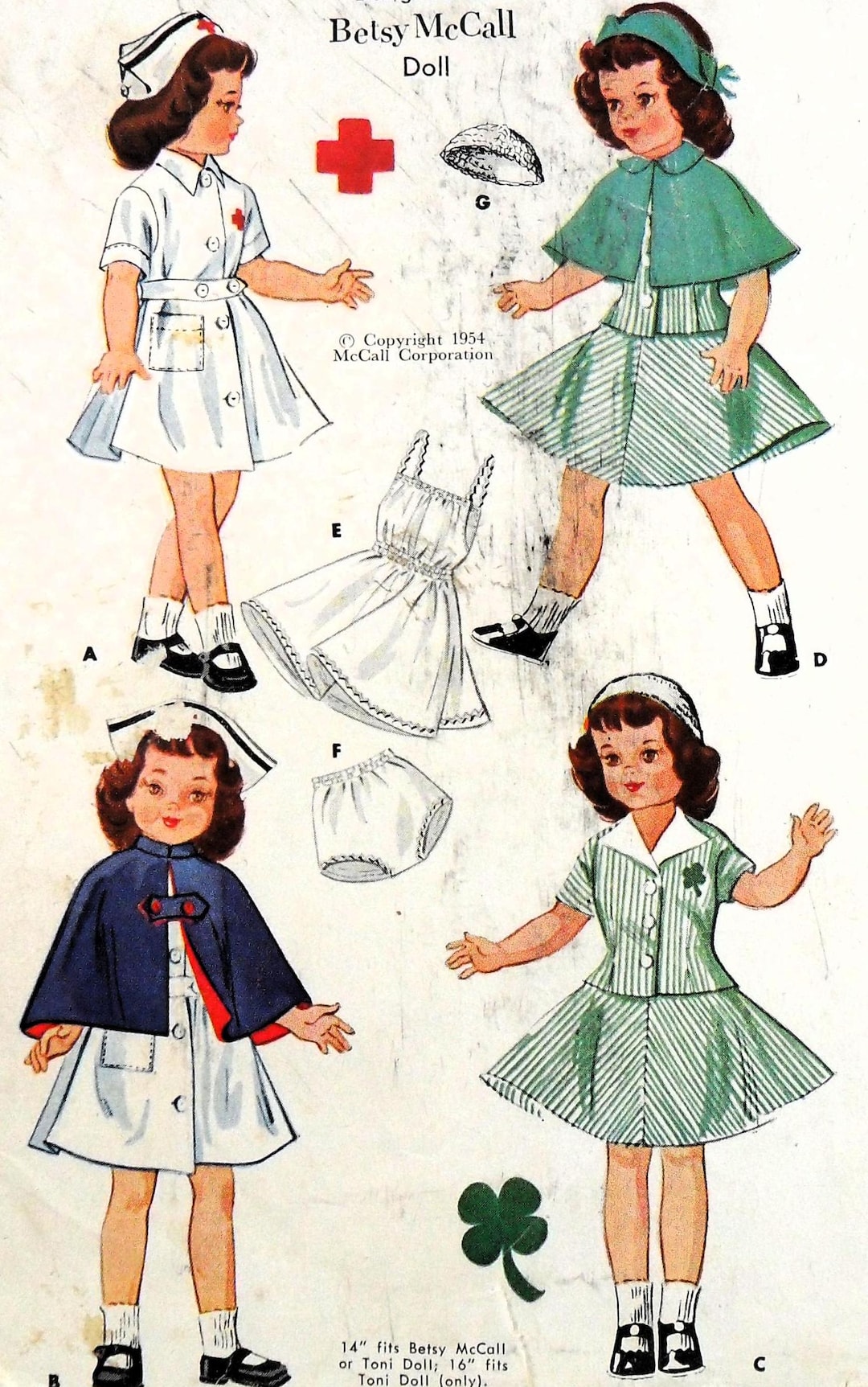 Mccall's 1894 Betsy Mccall Doll Nurse and 4-H Uniforms - Etsy