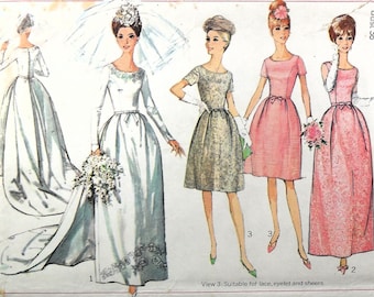 Misses Wedding or Bridesmaid Dress Pattern Simplicity 6352 Bust 36 or ...