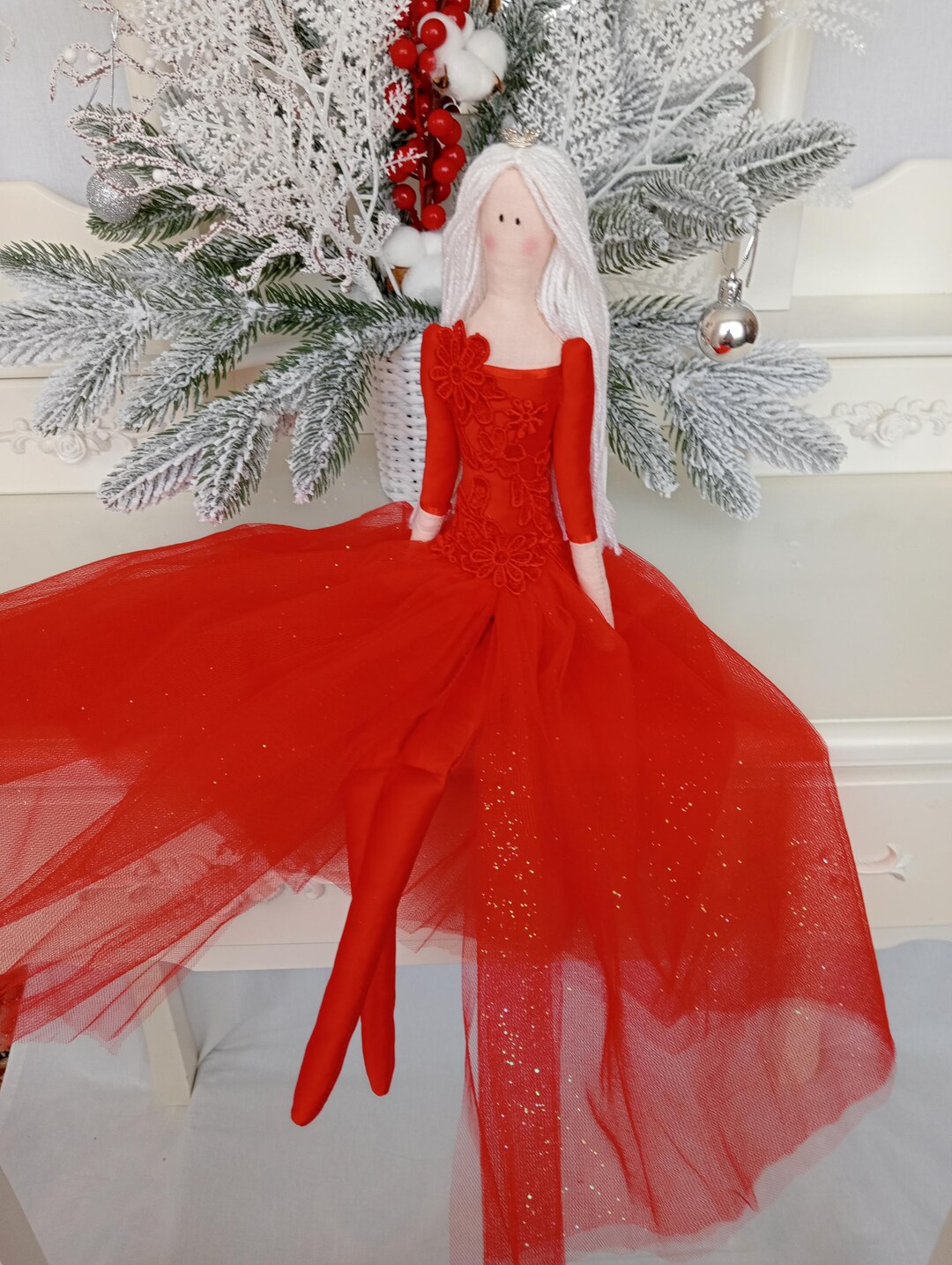 Princess Tilda, Tilda Doll, Princess in Red Dress, Handmade Doll, Cloth ...