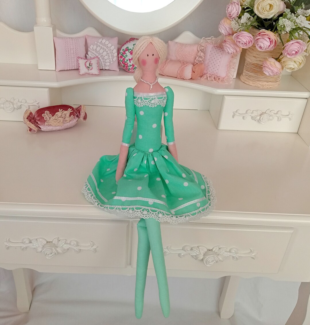 Tilda Doll, Handmade Doll, Interior Doll, Textile Doll, Doll in a Polka ...