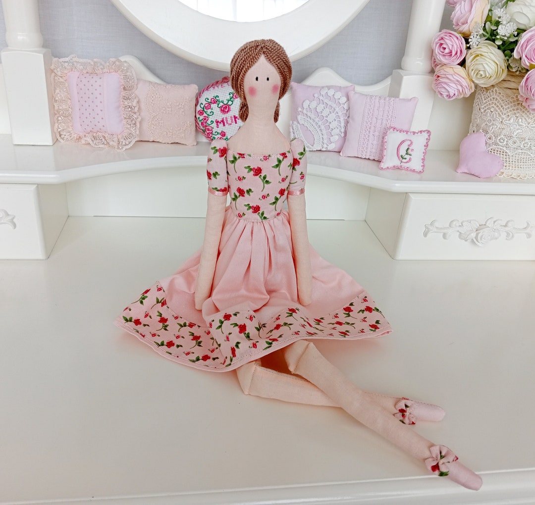 Doll in Apricot Dress, Tilda Doll, Ragdoll, Handmade Doll, Gift for Mom ...