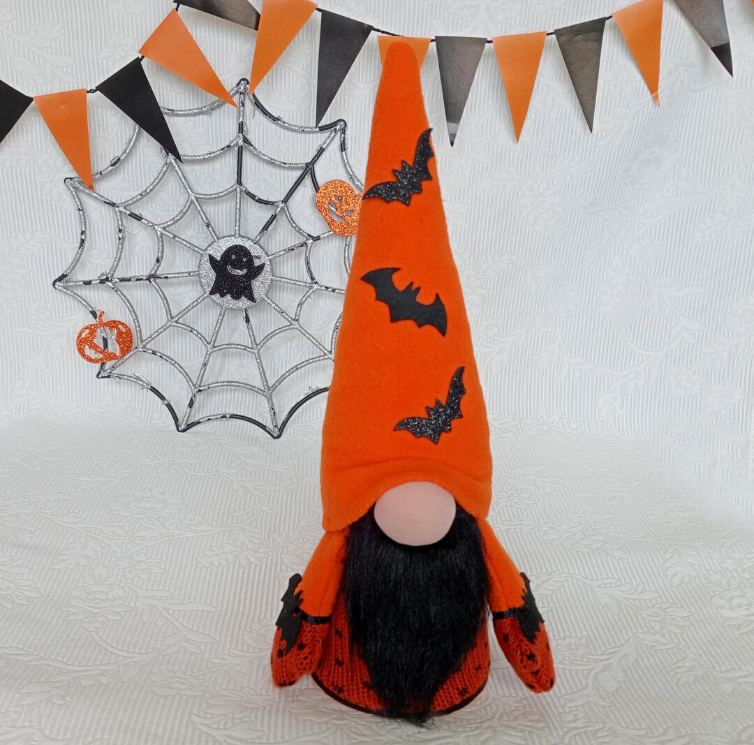 Orange Gnome, Handmade Gnome, Halloween Gift, Scandinavian Gnome ...