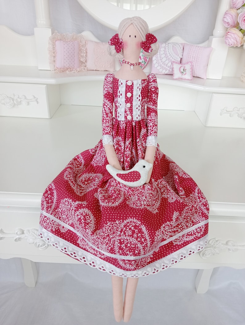 Tilda Doll a Doll With a Bird in Its Handsliving Room Decor - Etsy