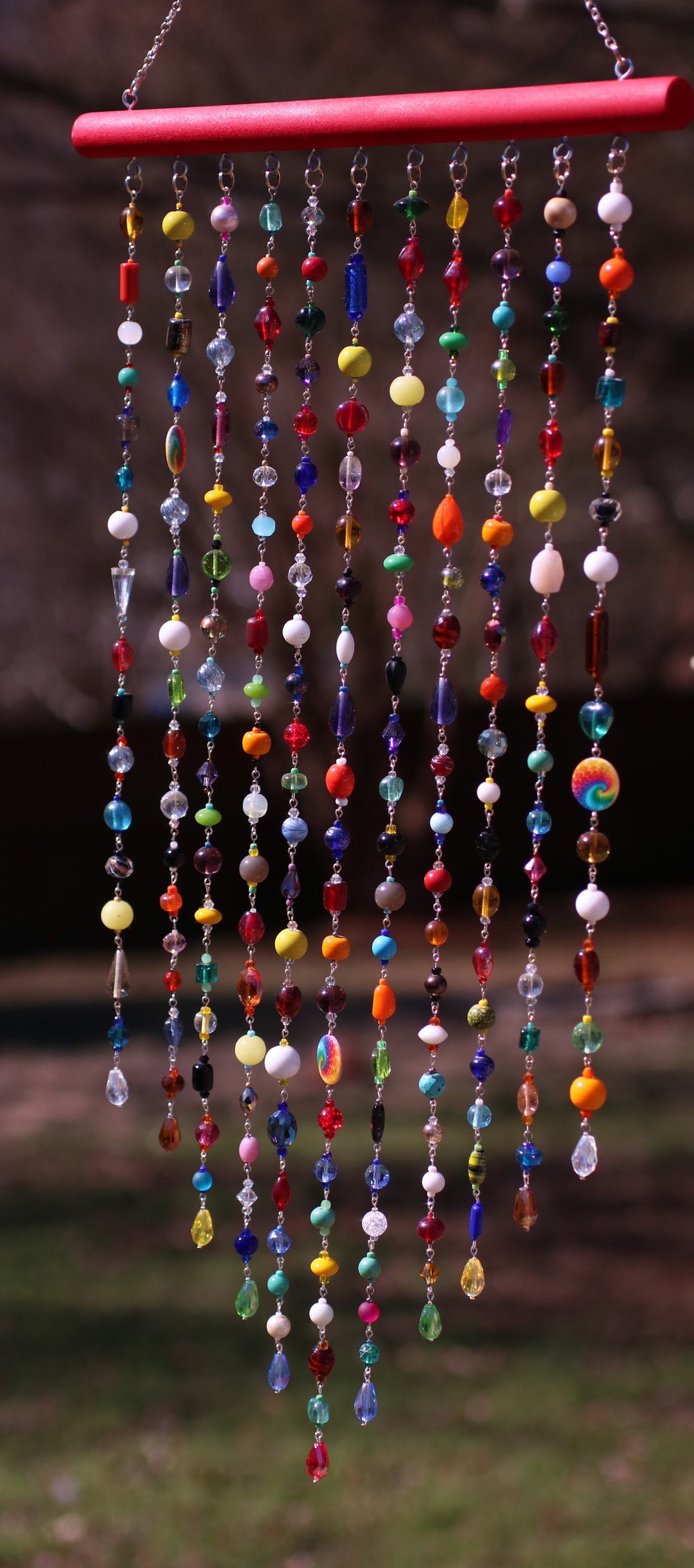 Hand Beaded Glass Sun Catcher: Colorful Teardrop Crystals, Wall Art - Etsy