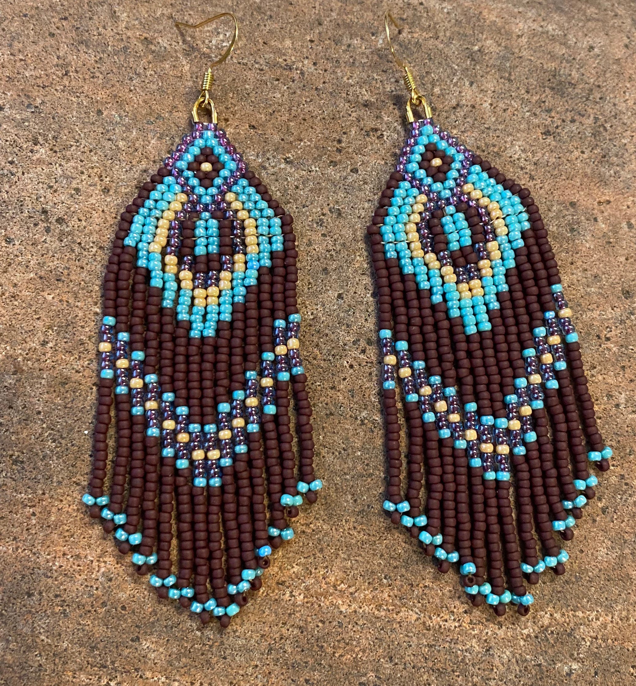 Native American Inspired Fringe Earrings. Seeds Beads/brick Stitch - Etsy
