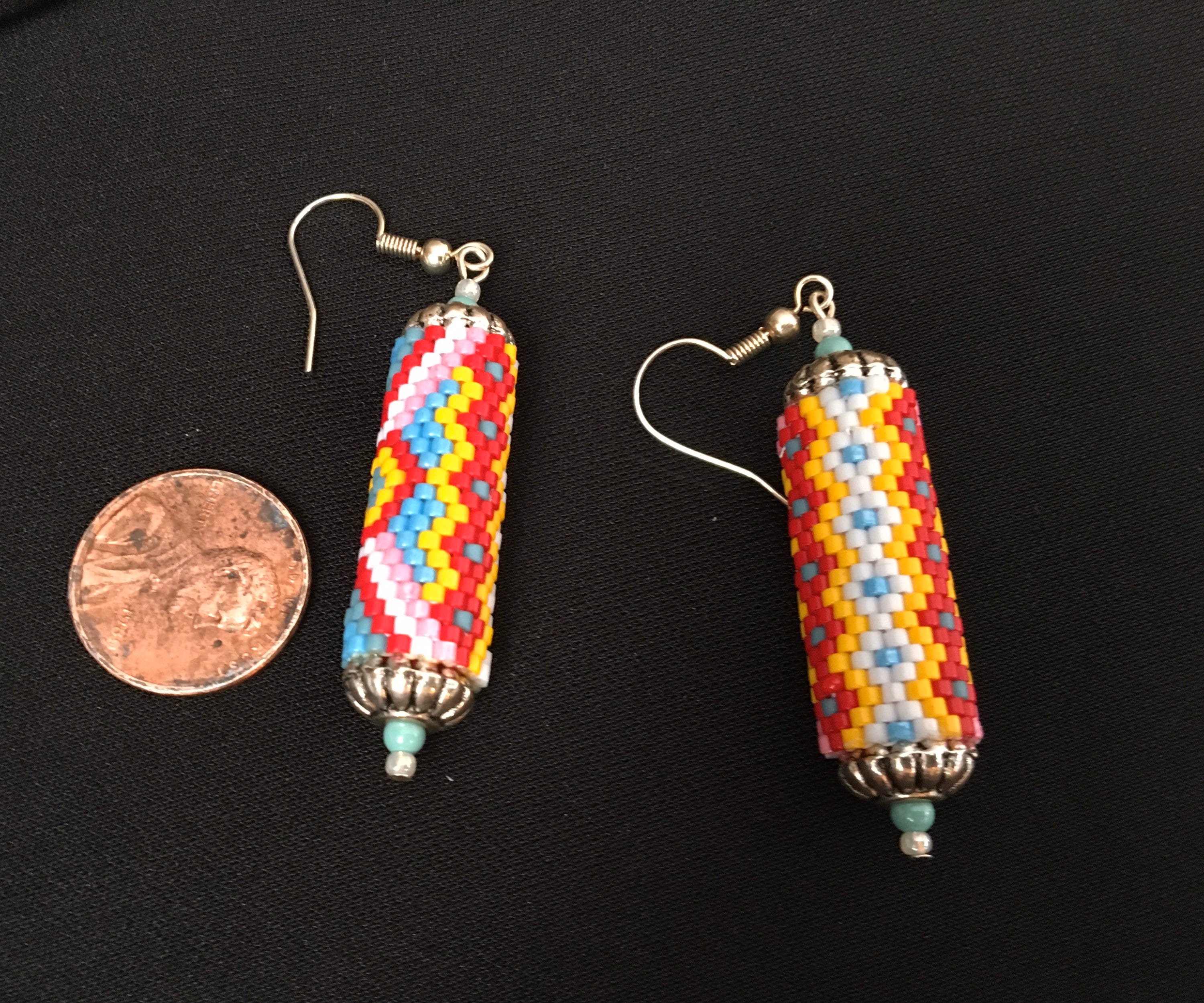 Tubalpeyote Beaded Earrings/ 11/0 Seed Beads/ Silver Plated Ear Wires ...