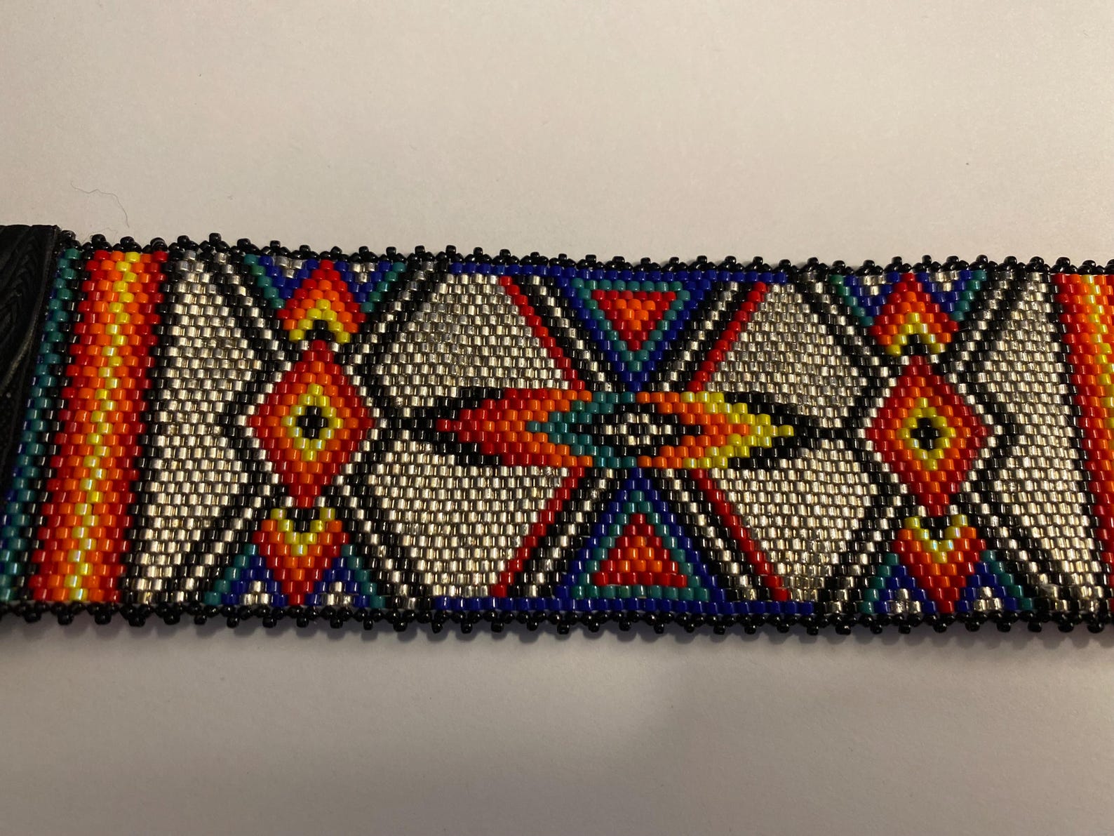 Beaded Cuff Hand Beaded Using Miyuki Delica Glass Seed Beads. Leather ...