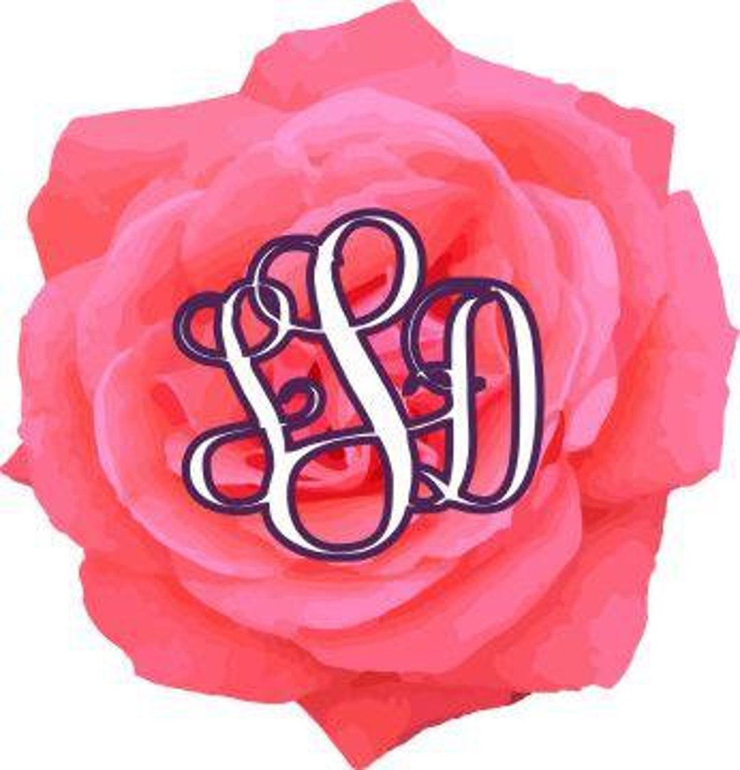 Pink Rose Monogram Decal - Etsy