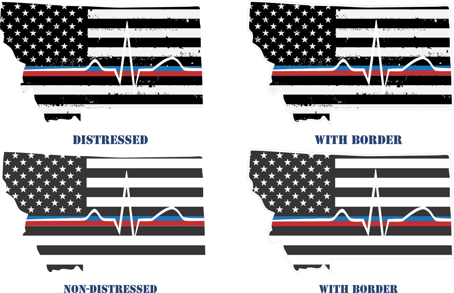 Back the Blue Thin Blue & Red Line Stacked With EMS Line. - Etsy