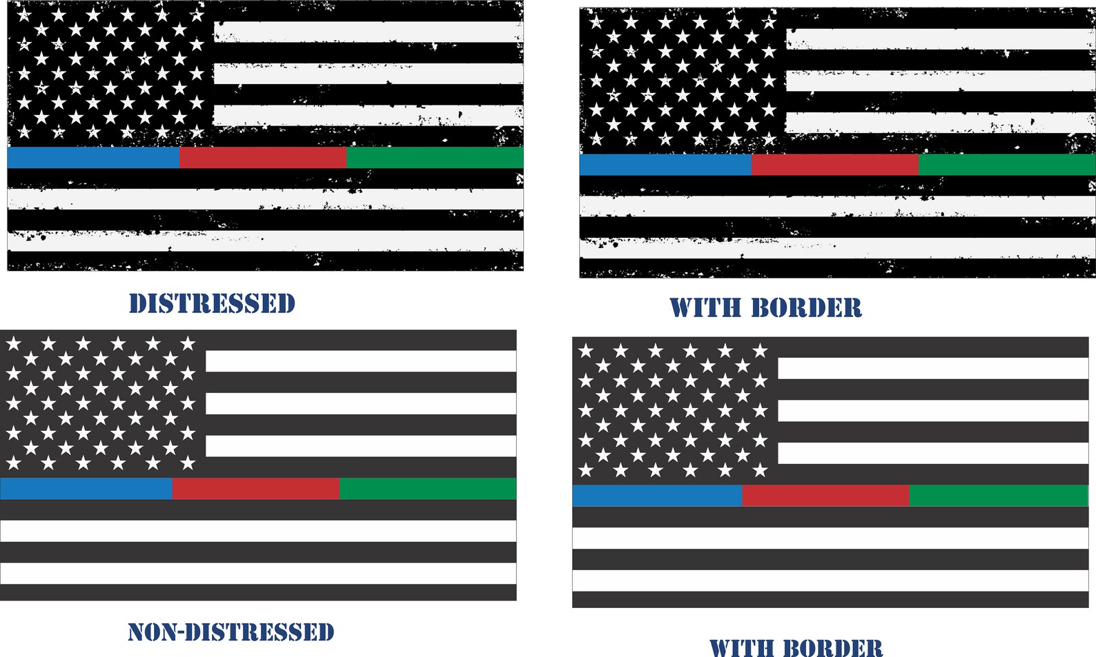 Back the Blue Decal Thin Blue/red/green Line Flag Side by - Etsy