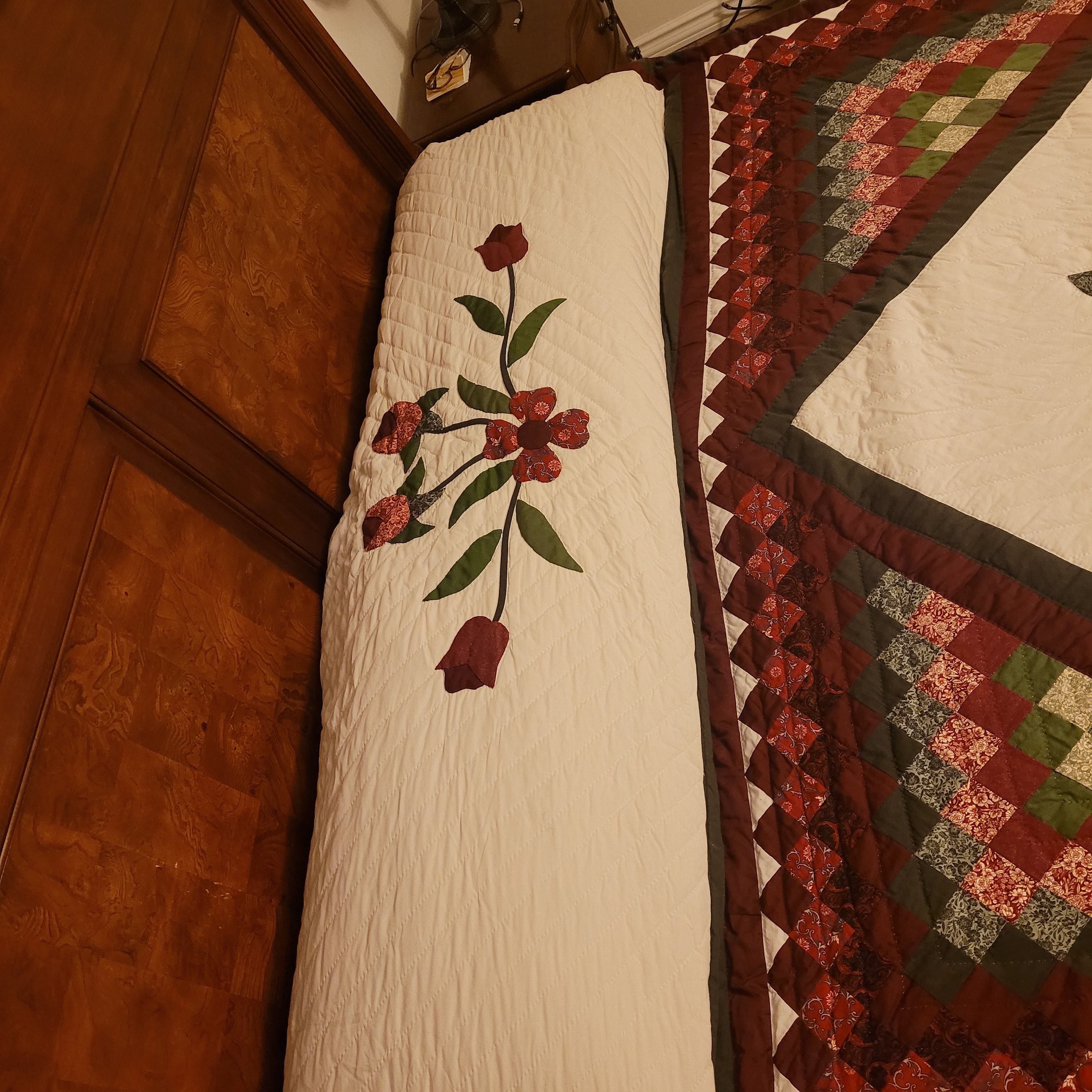 Amish Handmade Quilted Amish Basket Design King Cotton Comforter ...
