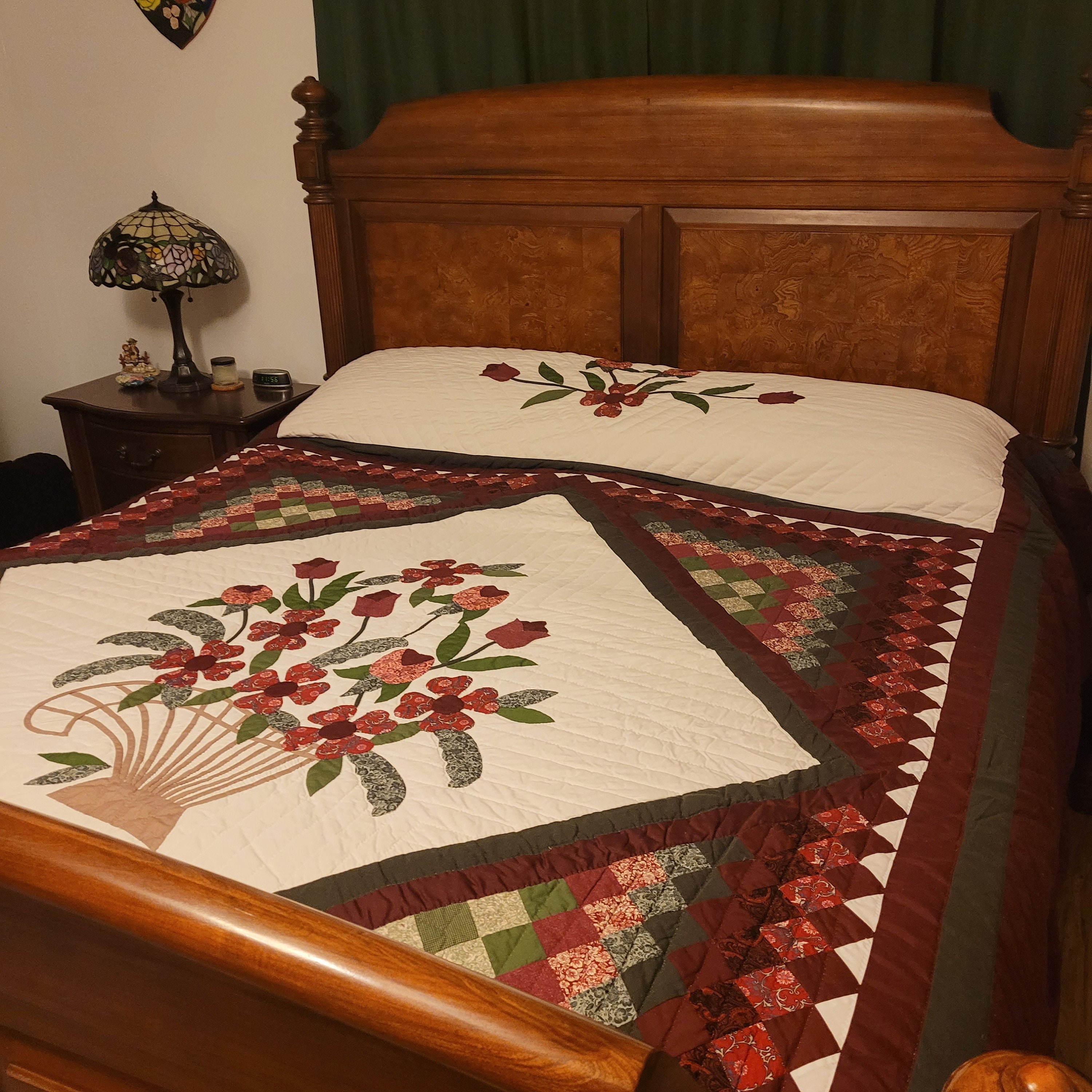 Amish Handmade Quilted Amish Basket Design King Cotton Comforter ...