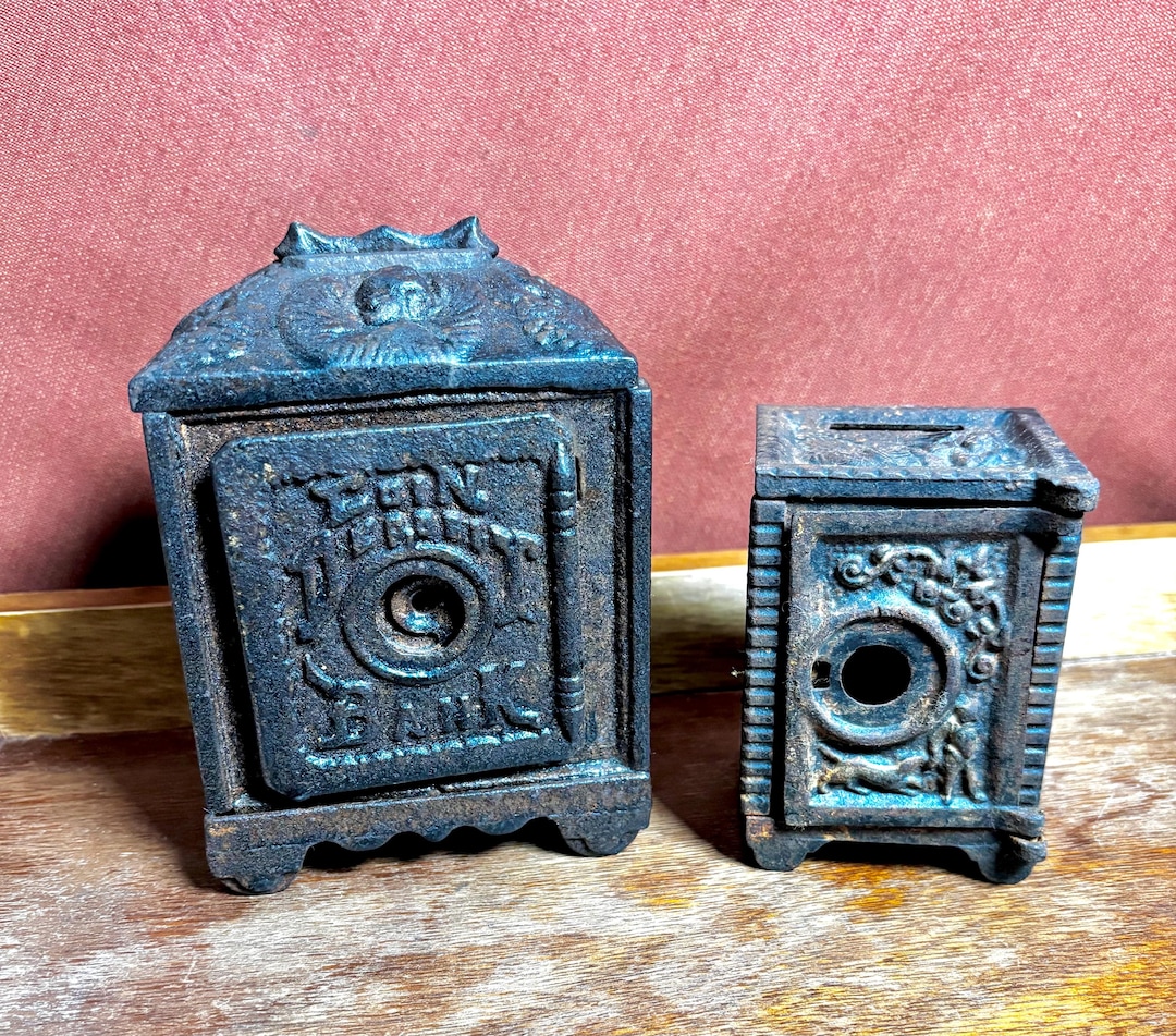 Vintage Cast Iron Coin Banks - Rustic Home Decor Lot of 2 - Etsy