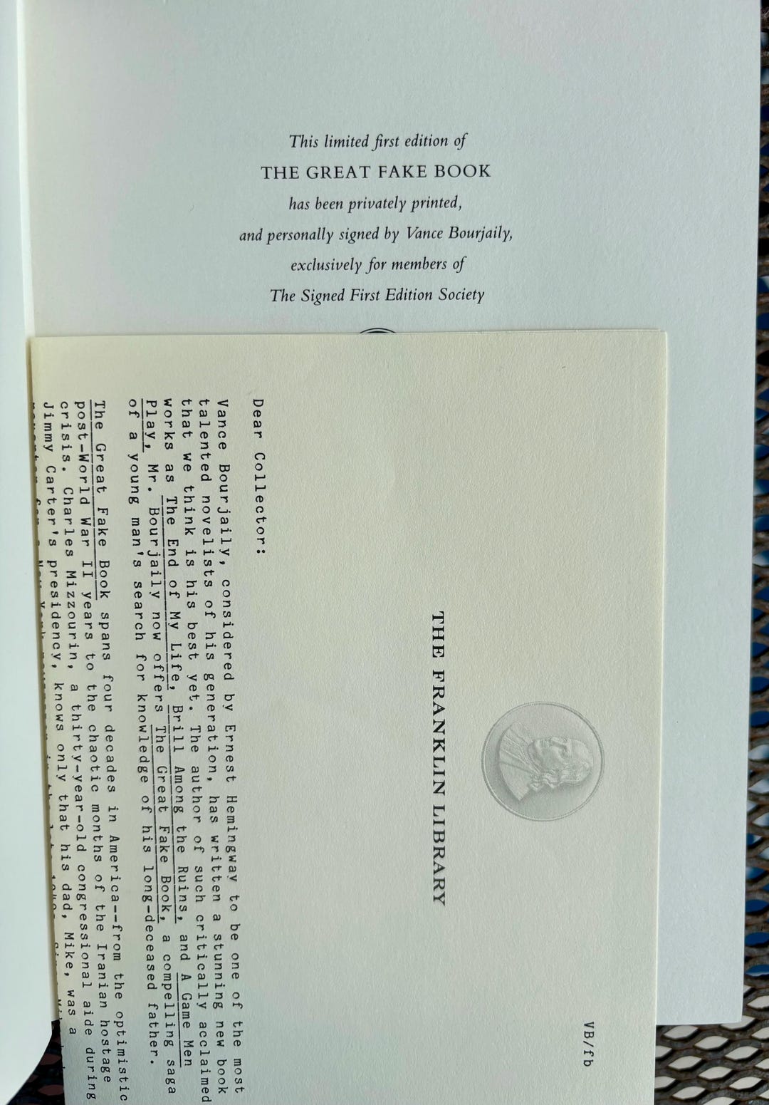The Great Fake Book, First Edition Signed by Author - Vance Bourjaily ...