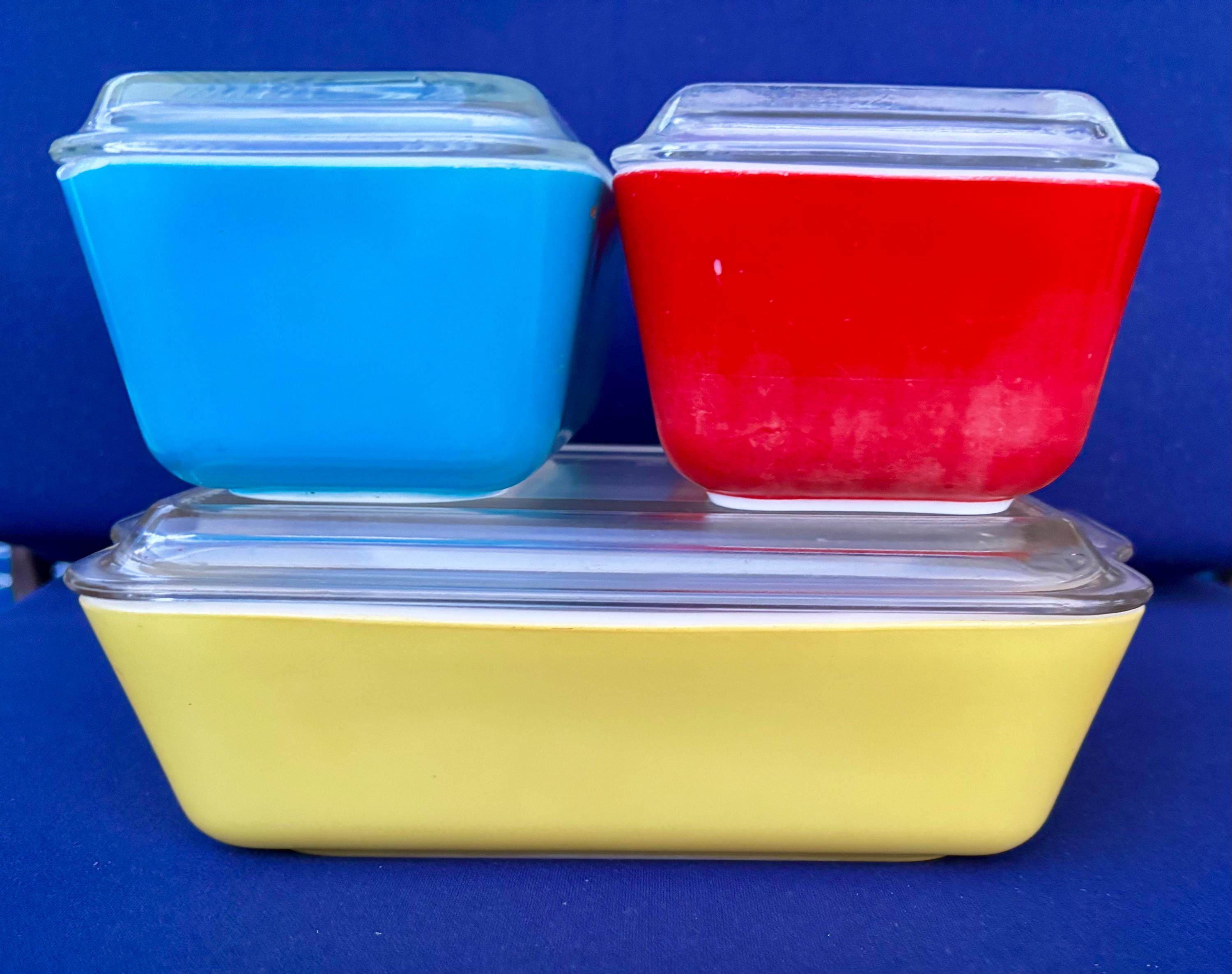 Pyrex Set, Vintage Fridgies Set, 8 Pieces, Rectangular Bowls With Glass ...