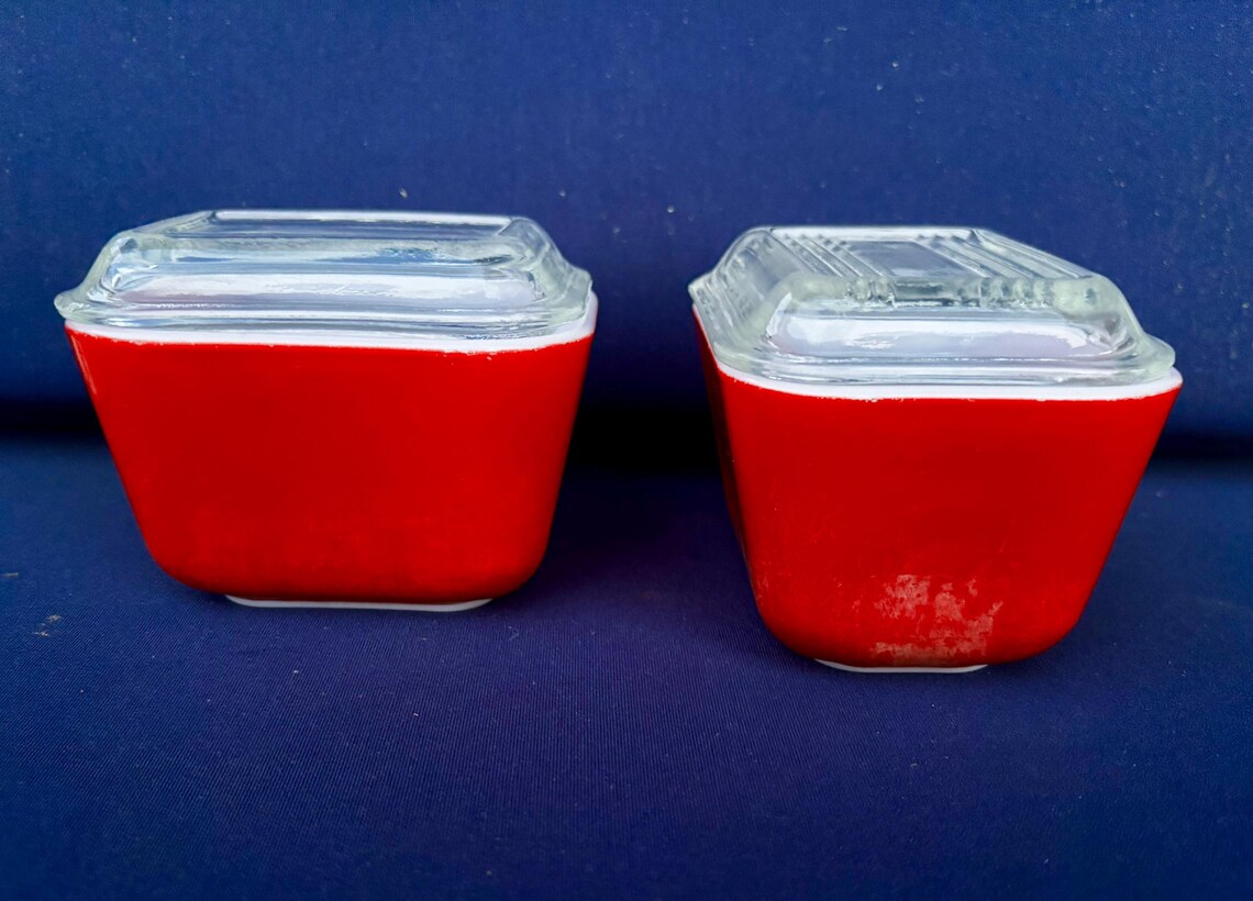 Pyrex Set, Vintage Fridgies Set, 8 Pieces, Rectangular Bowls With Glass ...