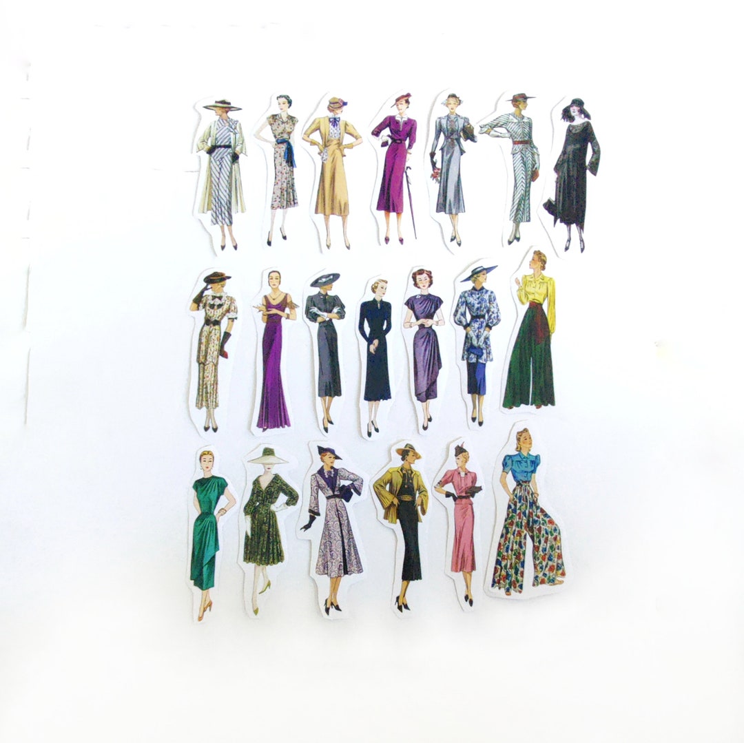 Bundle of Stickers, 20 Stickers of Beautiful Women Wearing Dresses From ...