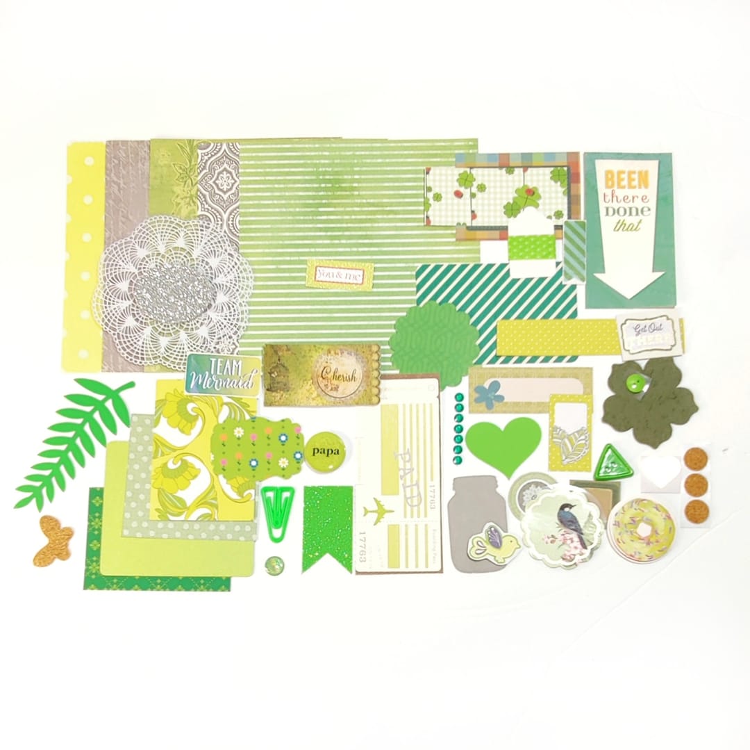 Green Journal Bundle. Scrapbook Kit, Journal Pack, Pocket Letter Pack ...