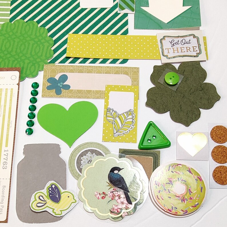 Green Journal Bundle. Scrapbook Kit, Journal Pack, Pocket Letter Pack ...