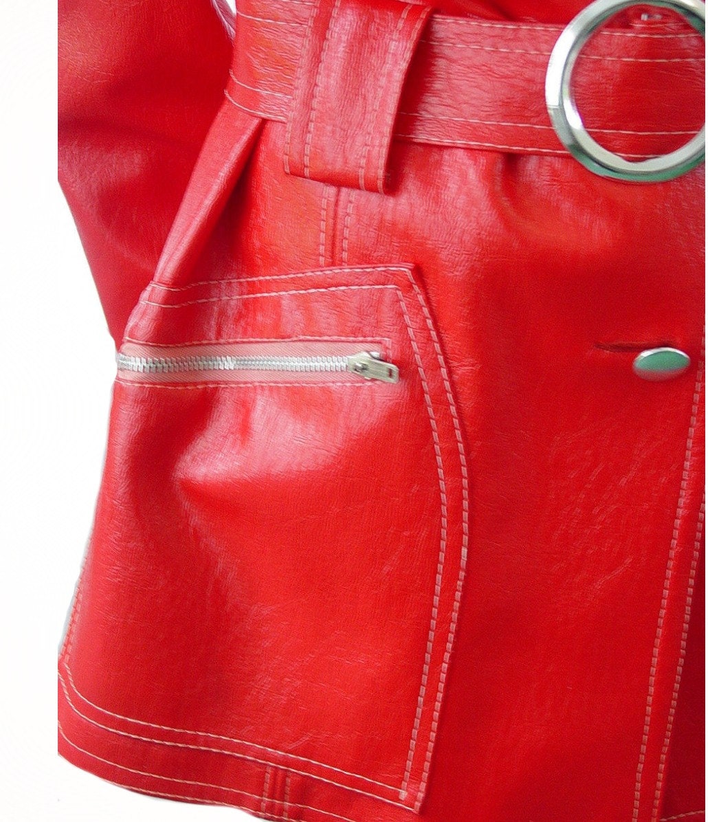 VTG. 70's RED Wet Look PVC Vinyl Motorcycle Jacket S/M - Etsy