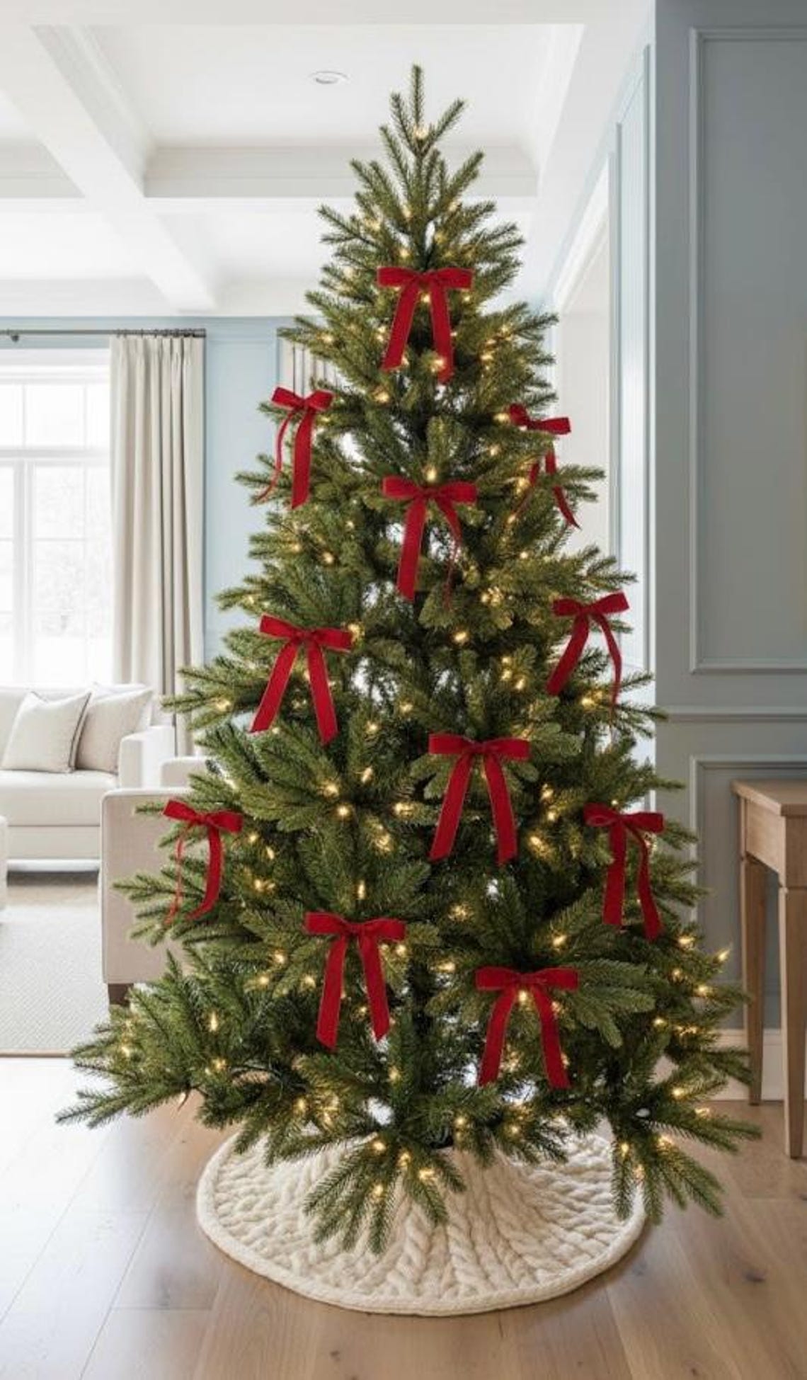 Set of 6 Velvet Christmas Tree Bow- Bright Red Velvet Bow for Christmas ...
