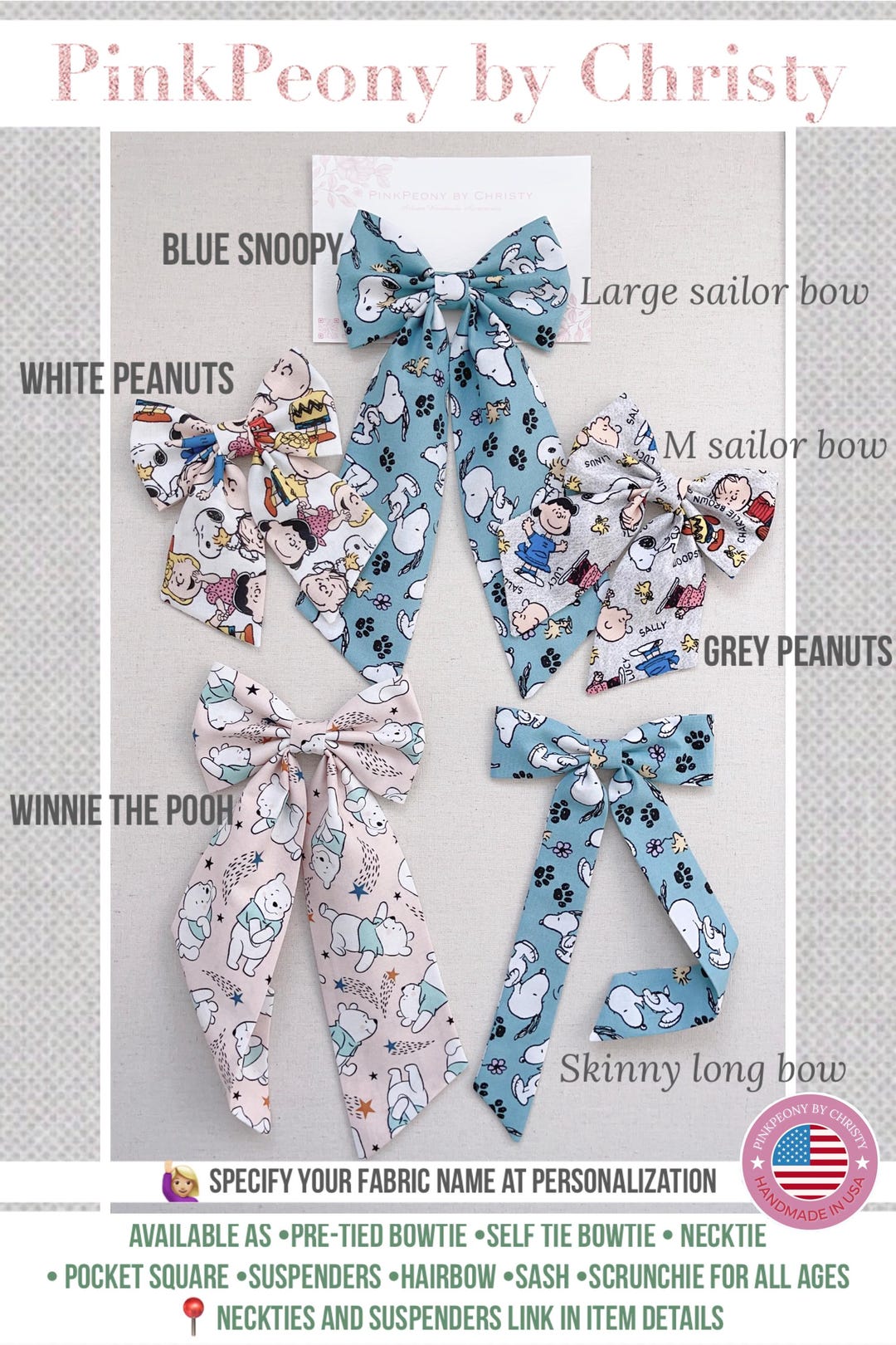 Snoopy Hair Bow Peanuts Hair Bow Pooh Hair Bow Peanuts Gang Bows Cute ...