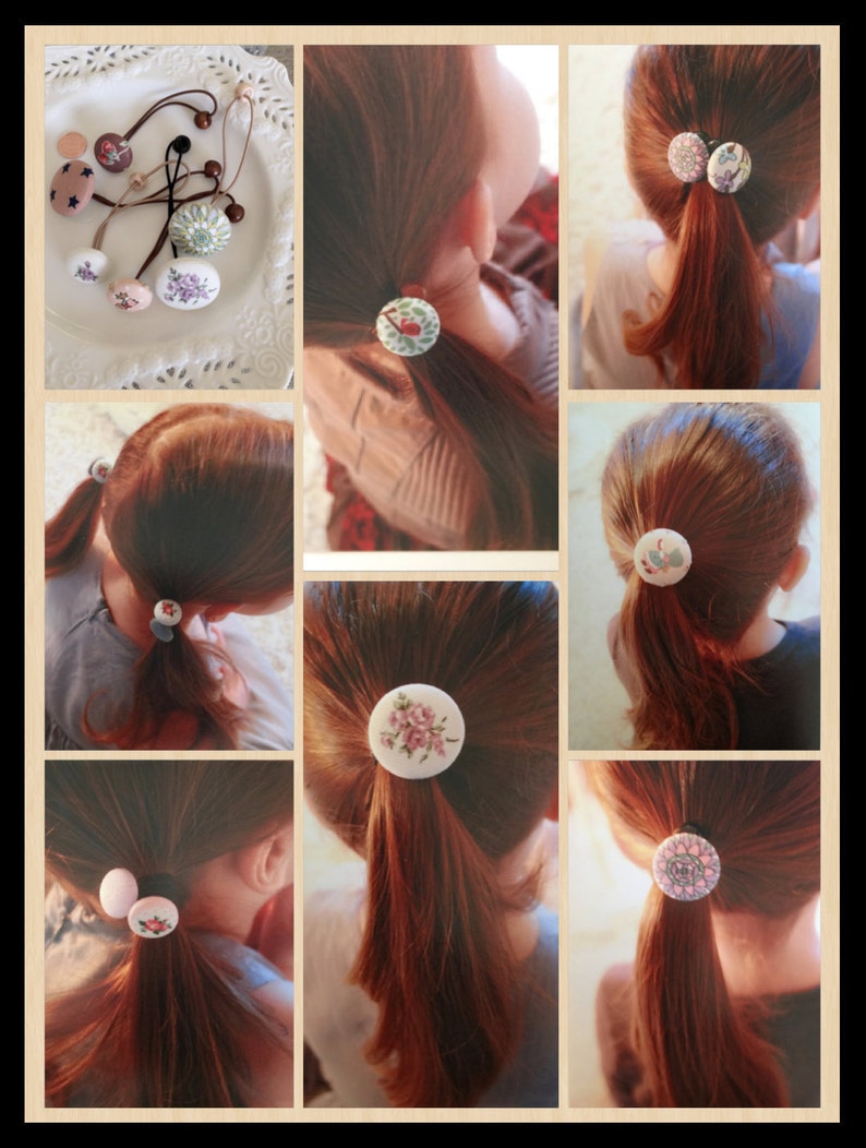 Red Riding Hood Fabric Button Hair Tie - Pigtail Holder - Etsy