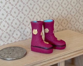 1:12 Miniature Rubber Boots , Rain Boots , Frog's Face Rain Boots ...