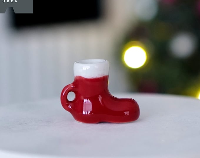 Dollhouse Santa Boot Mug , 1:12 Scale Santa Clause Boot Coffee Mug ...