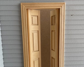 1:12 Dollhouse Double Entry 6 Panel Door With Interior Trim ...