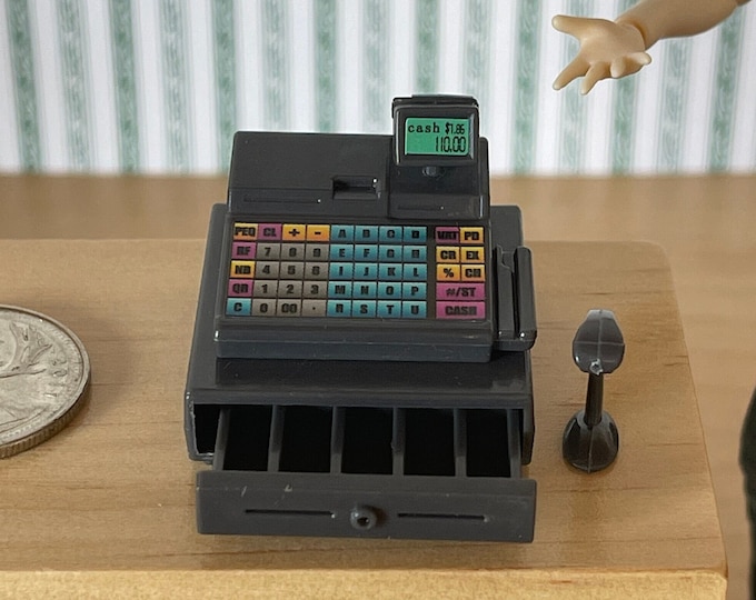 1:12 Miniature Cash Register With Cash Drawer and Product Scanner (non ...