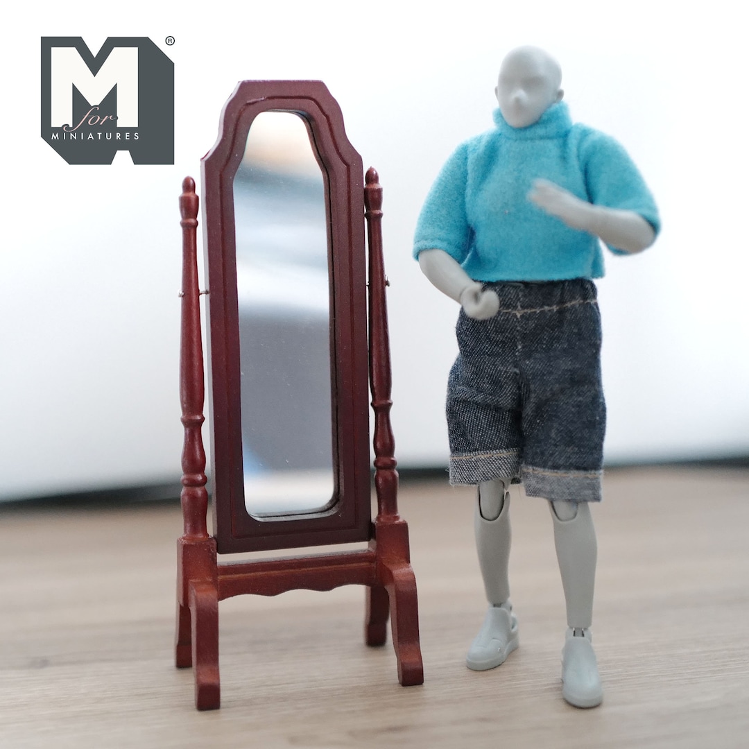Miniature Full Length Mirror 1:12 Scale Free Standing Mirror Body ...