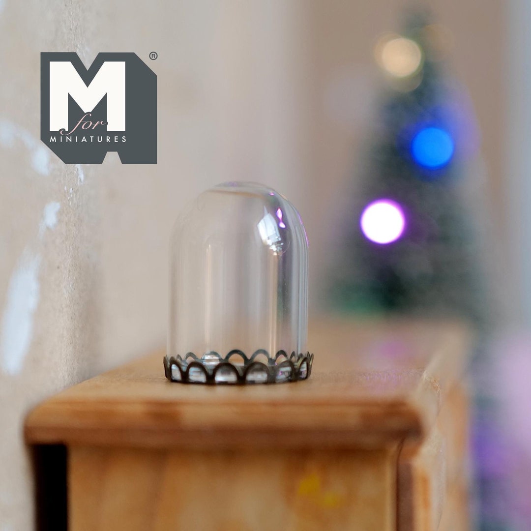 Miniature Glass Dome With Metal Base 1:12 Scale Dollhouse Glass ...