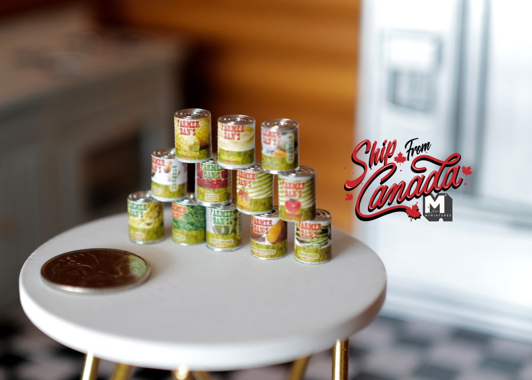 Dollhouse Miniature Vegetables Tin Cans Set in 1:12 Scale Mini Fruit ...