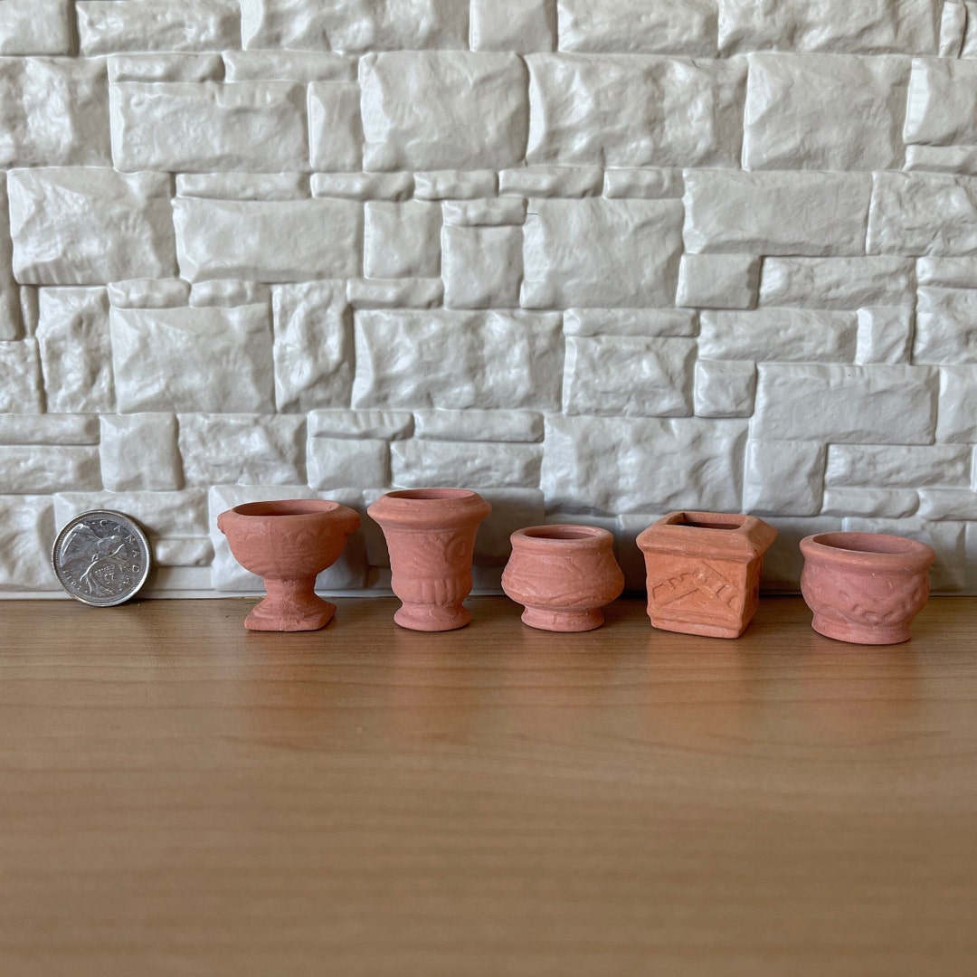 Dollhouse Clay Pottery Planter, Miniature Terracotta , 1:12 Scale ...