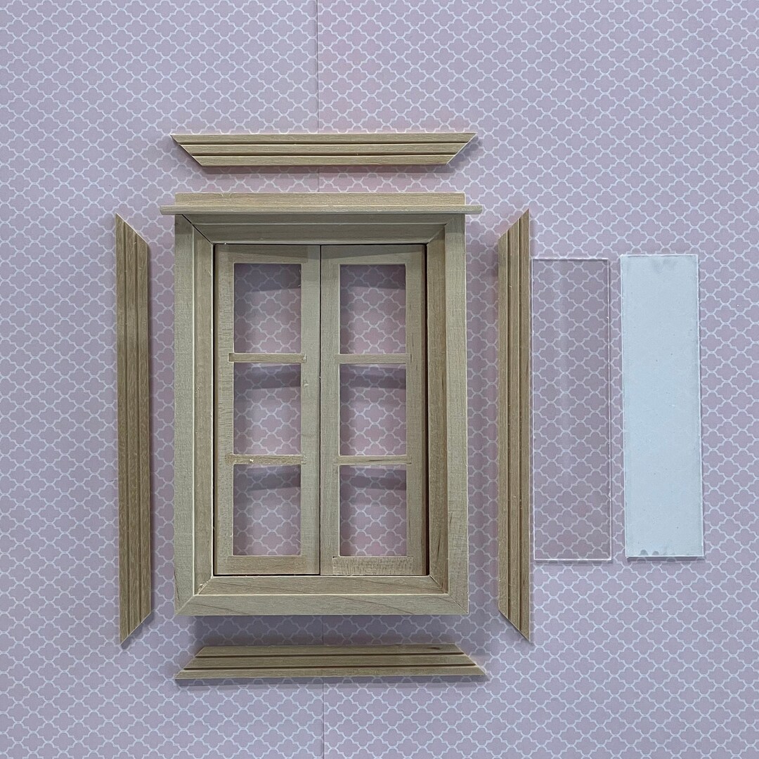 Dollhouse in and Out Swing Window Frame , Miniature Classical Double ...