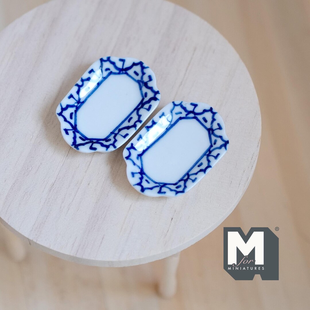 Miniature Ceramic Food Plates 1:12 Scale Dollhouse Tableware Set of 2 ...