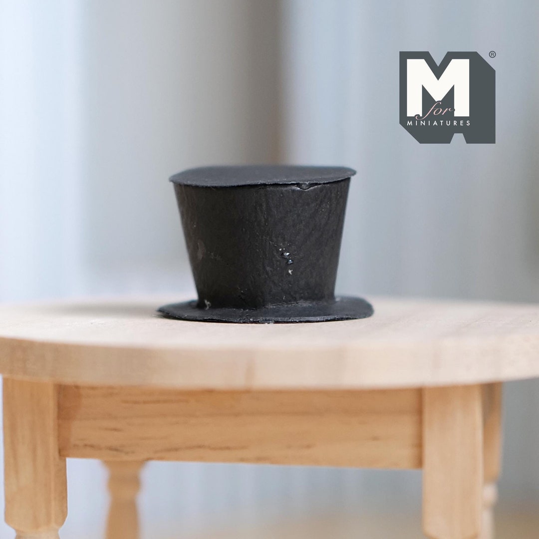 Miniature Round Top Hat 1:12 Scale High Hat Cylinder Hat 3/4 Inch Tall ...