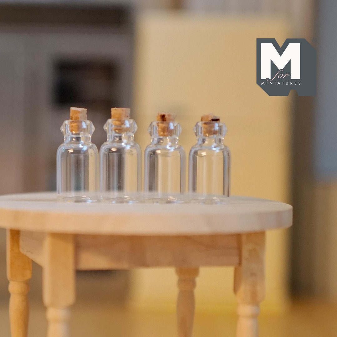 4 Miniature Glass Jars 1:12 Scale Dollhouse Kitchen Spice Jars With ...
