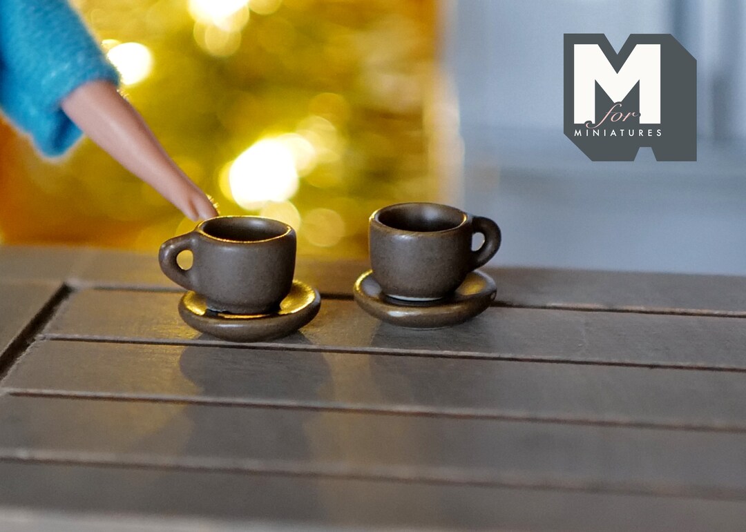 1:12 Miniature Ceramic Coffee Mug With Handle Tea Cup 2 Sets 4 Pcs ...