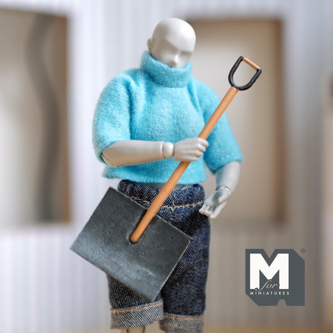 Dollhouse Supplies Miniature Snow Shovel 1:12 Scale Metal Blade Shovel ...