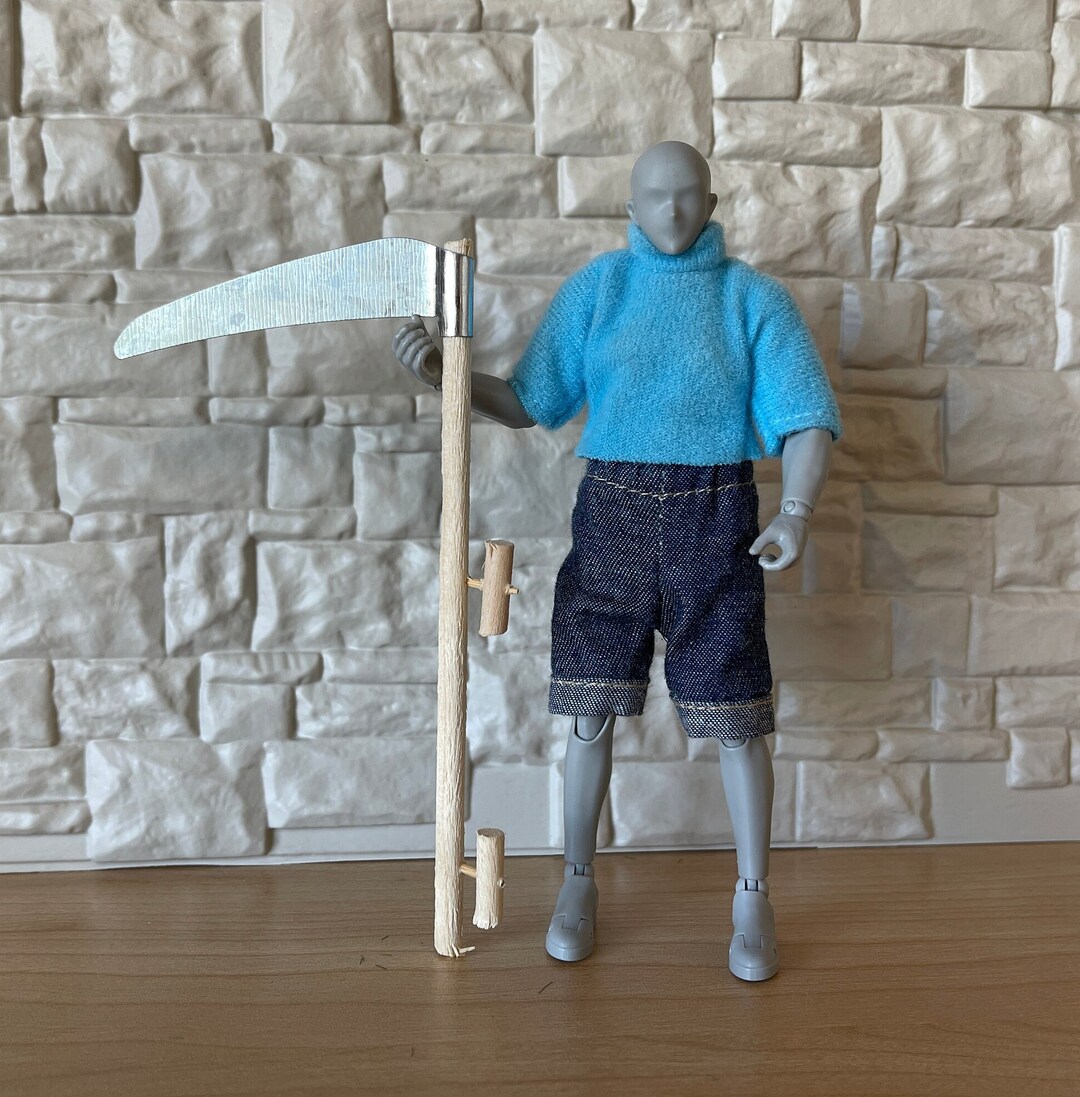 Dollhouse Miniature Scythe With Wooden Handles , 1:12 Scale Miniature ...