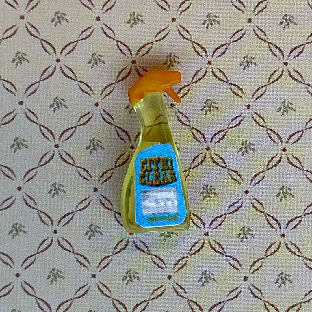 1:12 Dollhouse Miniature Spray Bottle Cleaner Citri Clear Glass Cleaner ...