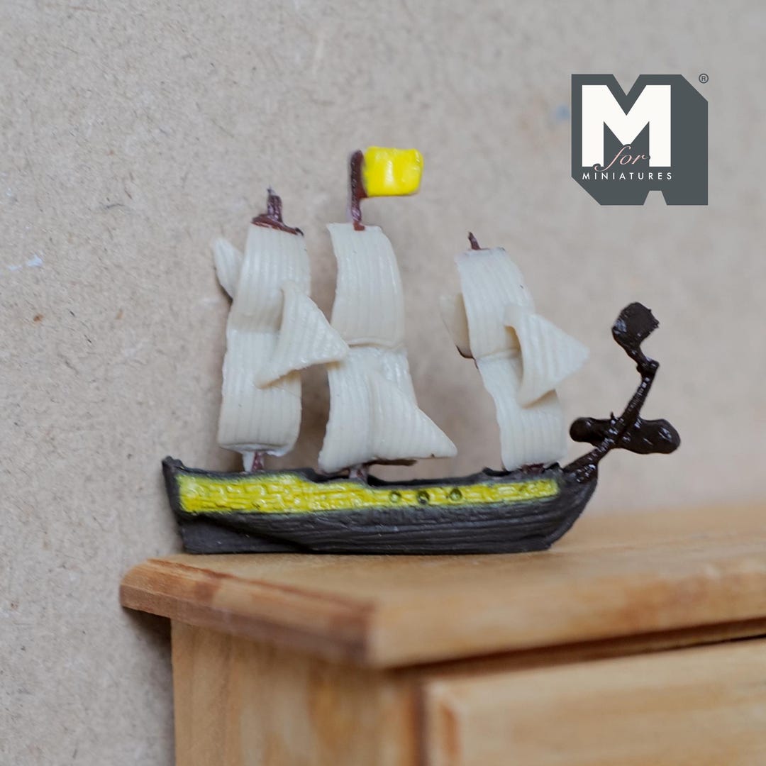 Miniature Sailing Ship 1:12 Scale Dollhouse Supplies Decoration Sail ...