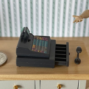 1:12 Miniature Cash Register With Cash Drawer and Product Scanner non ...