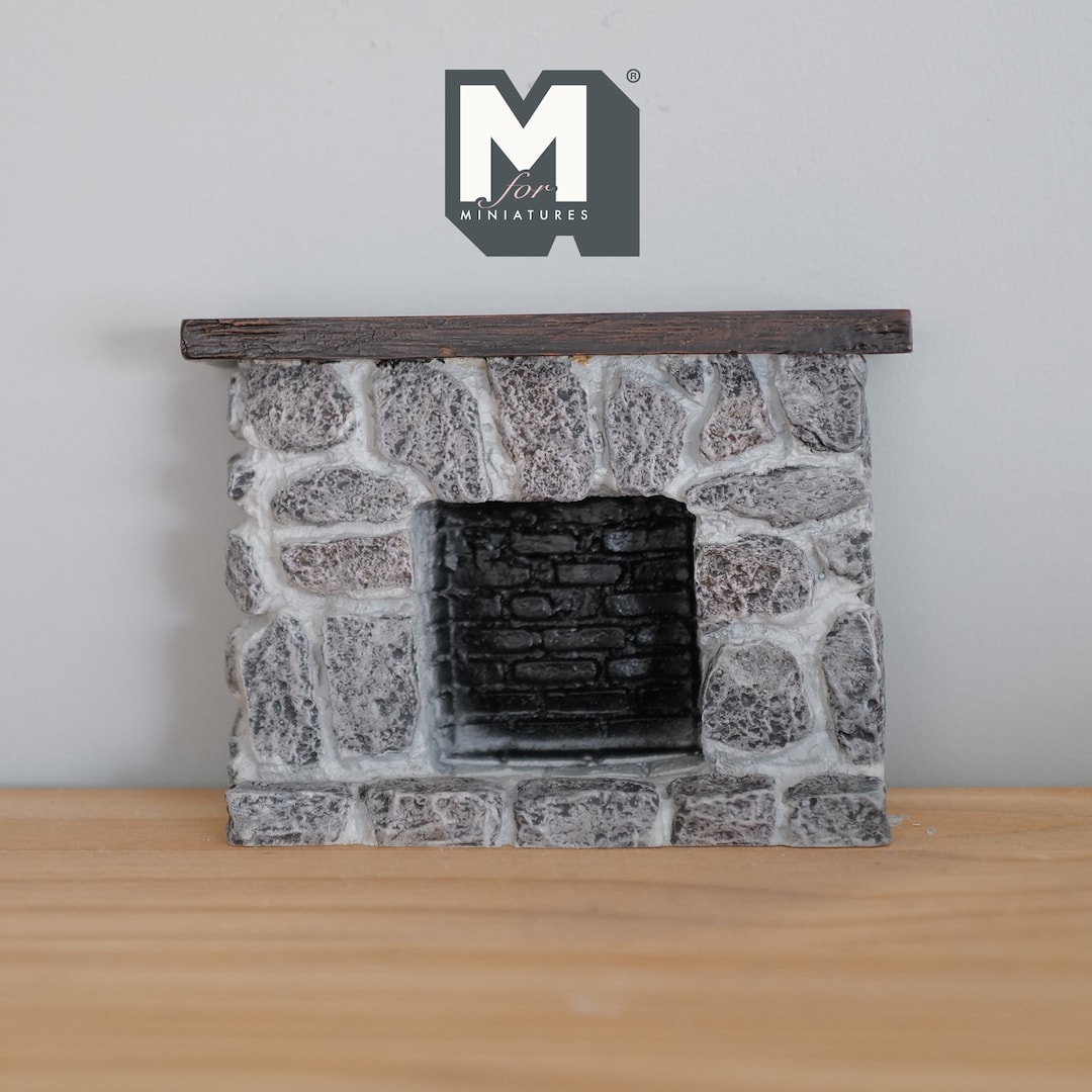 Dollhouse Fieldstone Fireplace 1:12 Scale Miniature Stone Fireplace ...