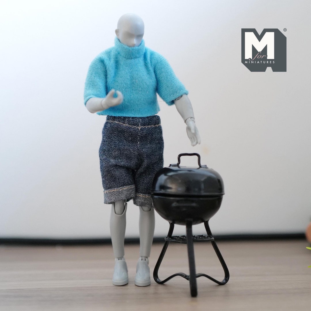 Miniature Charcoal Grill 1:12 Scale Dollhouse Metal Charcoal Barbecue ...