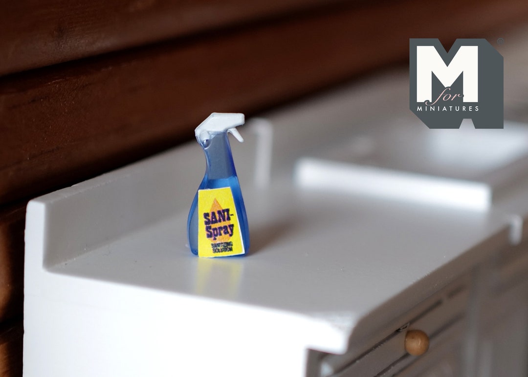 1:12 Dollhouse Miniature Spray Bottle Cleaner Citri Clear Glass Cleaner ...