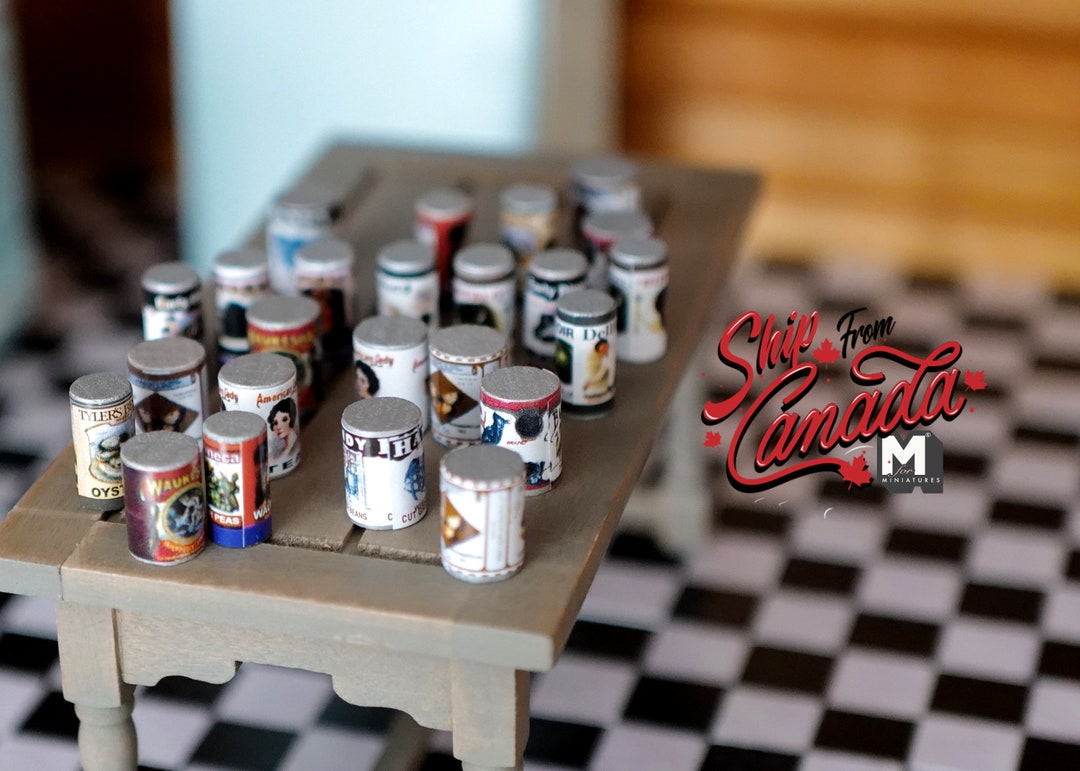 Dollhouse Miniature Tin Cans Set of 24 in 1:12th Mini Tin Cans - E103 ...