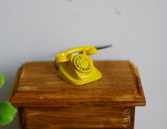 Dollhouse rotary dial telephone doll house metal phone 1 12th | Etsy